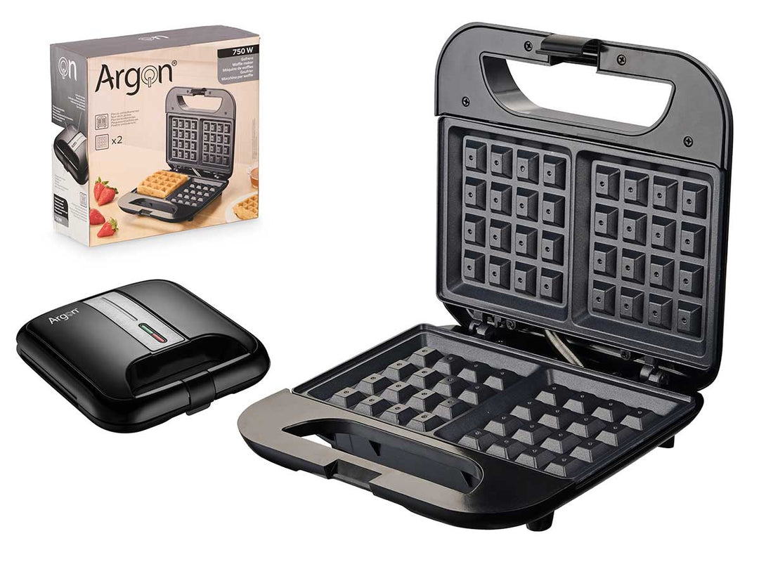 Gofrera Sencilla Negra 750W Argón – Fielhogar
